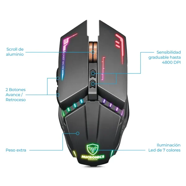 Mouse Gamer Inalámbrico MICRONICS RANGER RX - MIC-M822RX